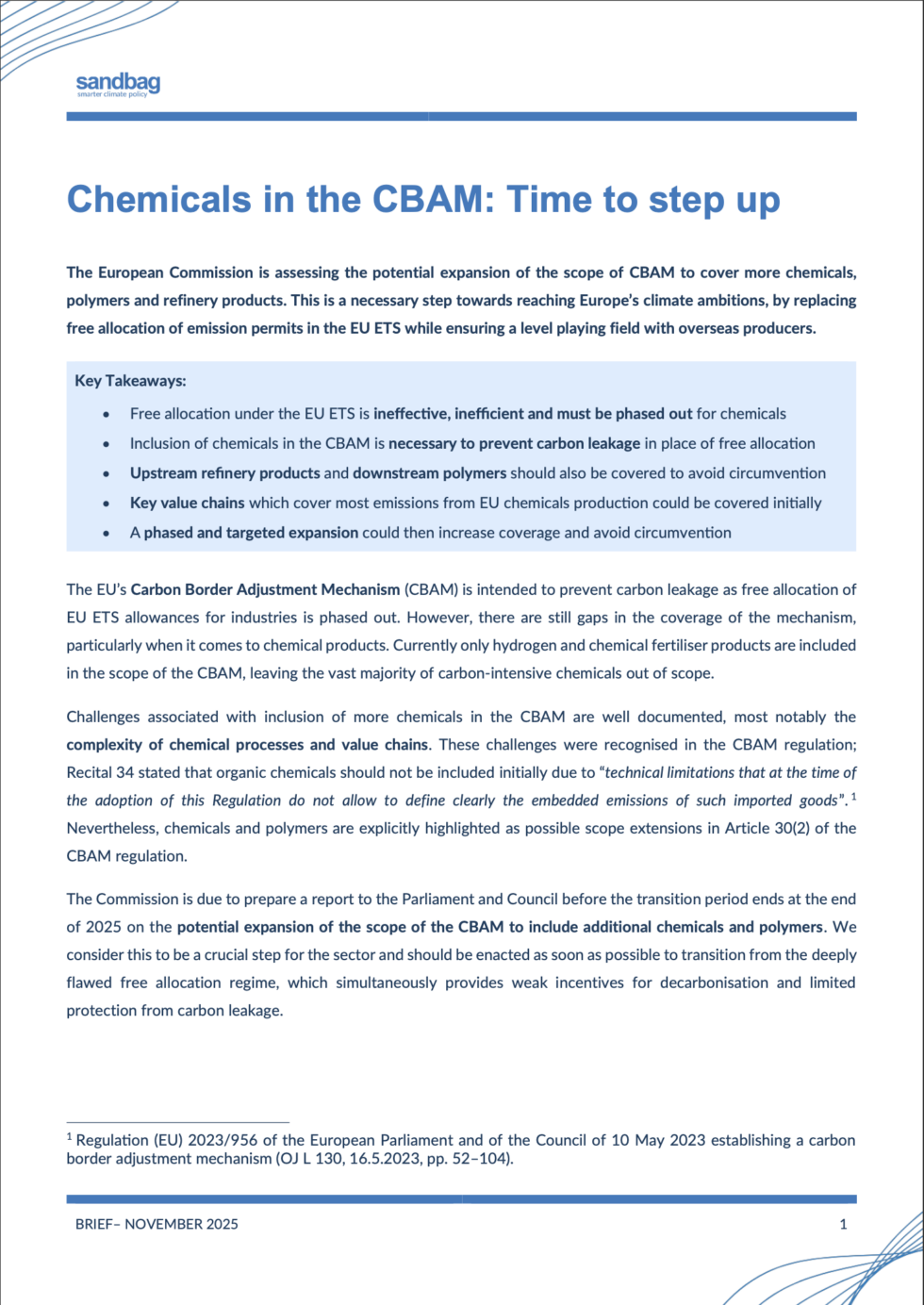 Chemicals in the CBAM: Time to step up